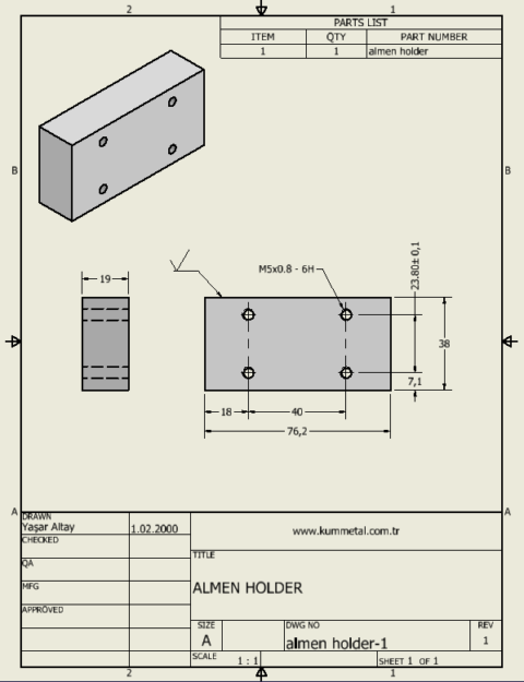 Almen holder (Almen tutucu) - KumMetal